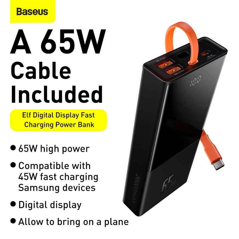 Baseus 65W 20000mah MacBook / Laptop Power Bank