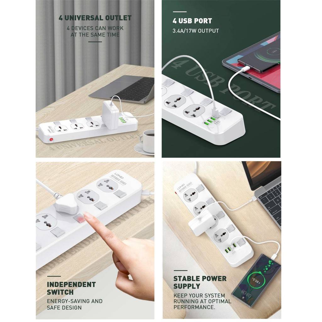LDNIO SC4408 AC / QC Power Strip Surge Protection Socket | NoFake.lk ...
