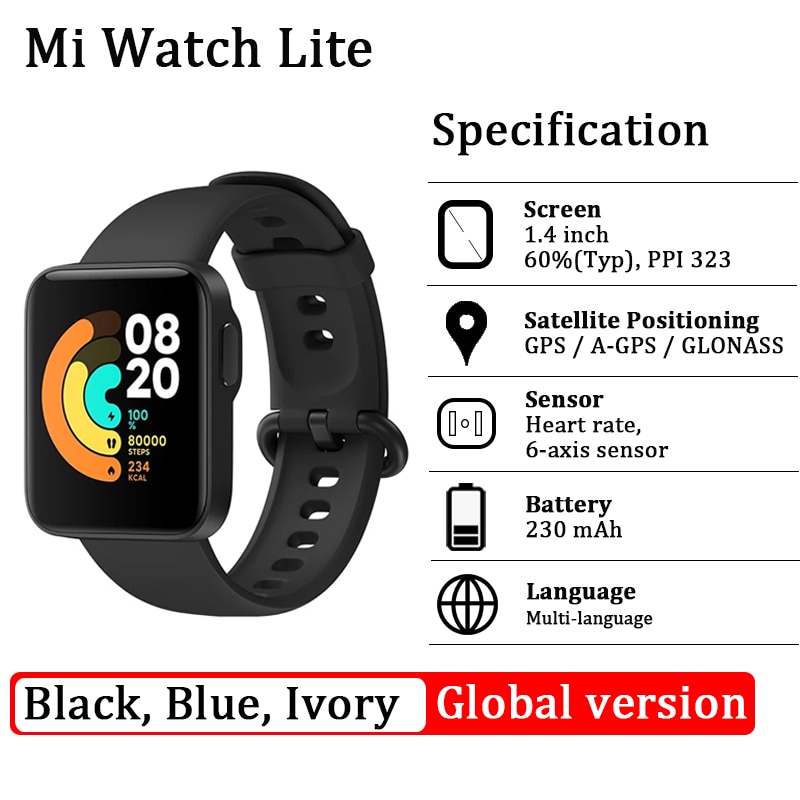 Xiaomi MI Watch Lite (Built-In GPS) Smart Watch -Black